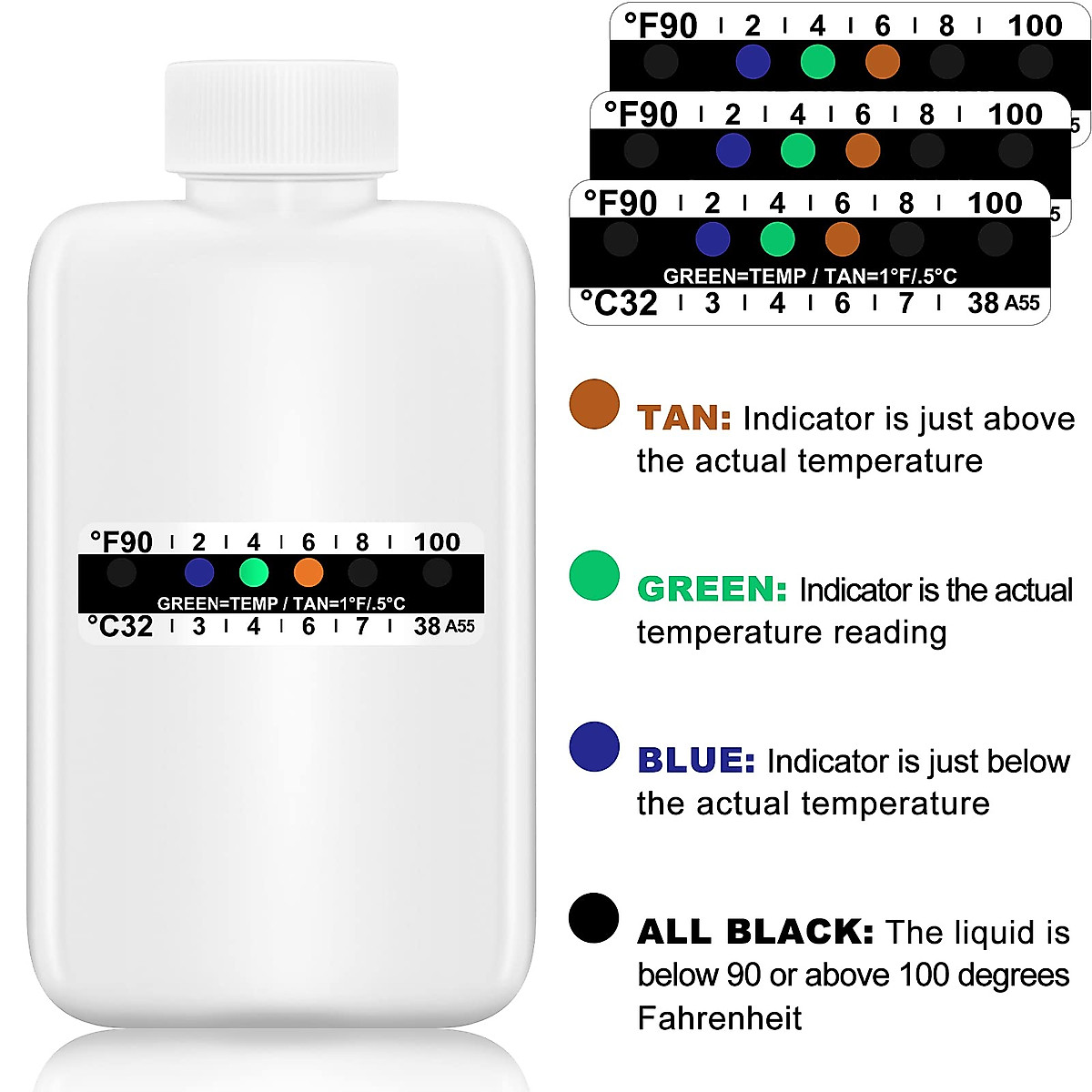 Patelai 12 Pcs Urine Test Complete Kit Include 2 Translucent Portable Travel Bottles,10 Adhesive Temperature Test Strips Human Urine Practice Kit for Synthetic Fake Pee(Classic Style)