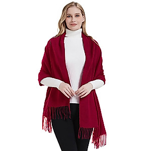 Landisun Scarf for Women Women Winter Scarf-Shawl Wraps Christmas Scarf Winter Scarf for Women Bridesmaid Wedding Bridal Scarf-Burgundy