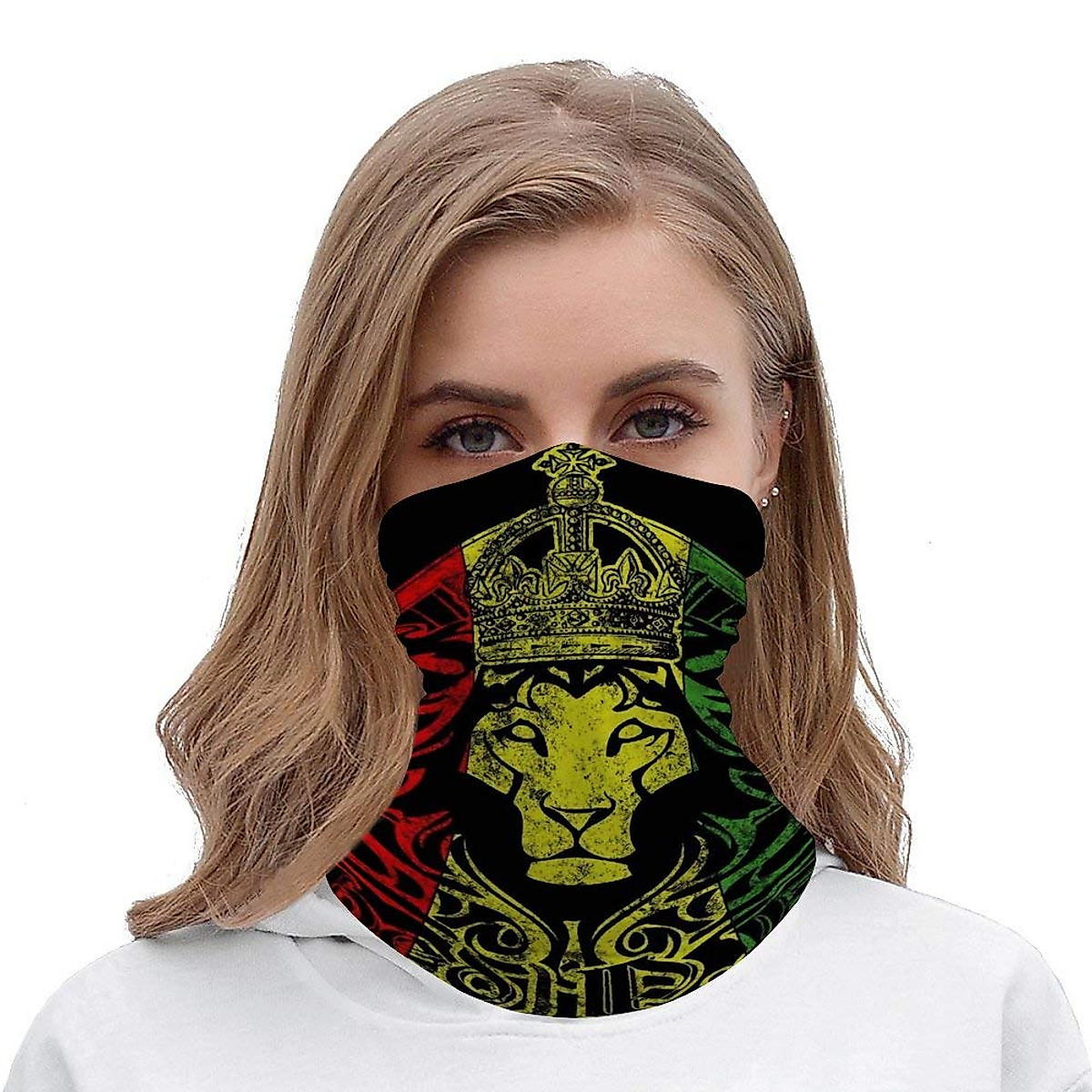 African Flag The Lion of Judah Rasta Rastafari Face Mask Bandana Cooling Neck Gaiter Summer Breathable UV Dust Protection Balaclava Face Cover for Outdoor Sports