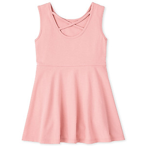 The Children's Place Baby Toddler Girls Sleeveless Fashion Skater Dress, Jungle Wonder/Crystal Pink 2-Pack, 4T