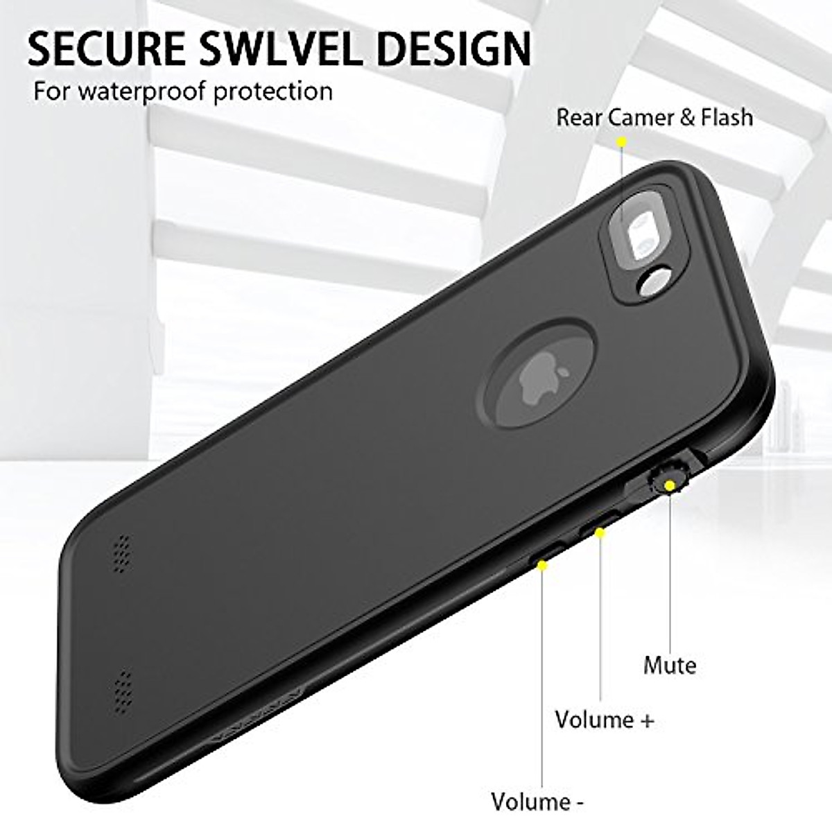 LOVE BEIDI iPhone 8 Plus & 7 Plus Waterproof Case - Underwater Snowproof Dirtproof Shockproof Cover Black/Gray