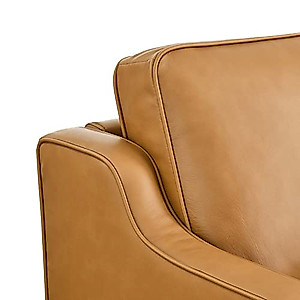 Modway Impart Upholstered Genuine Leather Sofa in Tan