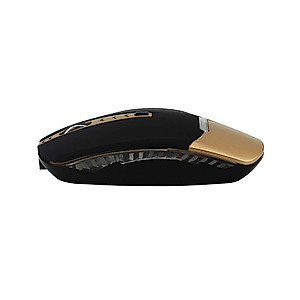 Bluetooth Wireless Mouse,Dual Mode Bluetooth 4.0 Mouse 2.4G Optical Mouse with USB Receiver,Rechargeable 4 Adjustable 1600 DPI for Small Hand,PC, Laptop, Windows, Android, OS System(Black and Gold)