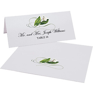 Calla Lily Swirl Printable Place Cards, Set of 60 (10 Sheets), Laser & Inkjet Printers - Wedding, Party, Dinner, and Special Events - Made in the USA