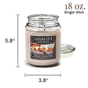 CANDLE-LITE Scented Evening Fireside Glow Fragrance, One 18 oz. Single-Wick Aromatherapy Candle with 110 Hours of Burn Time, Off-White Color, Jar