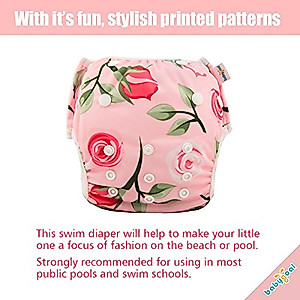 Babygoal Baby Girl Swim Diaper, Reusable Adjustable Washable Swim Underwear Fits 0-8M Baby Gifts and Swimming Lessons One Pack Small