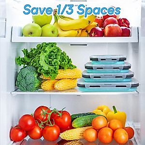 Plastic Food Storage Containers With Lids -4PC Silicone Collapsible BPA Free Lunch Box Airtight Vacuum Seal - Freezer Microwavable Food Containers For Fruit Leftover Food - Rv Organization And Storage