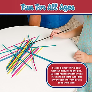 Way Back Toys Pick Up Sticks, 30 Colorful Wooden Sticks and Easy to Carry Container, Game of Steady Hands and Skill, Novelty Family Fun Game for Ages 5 and up