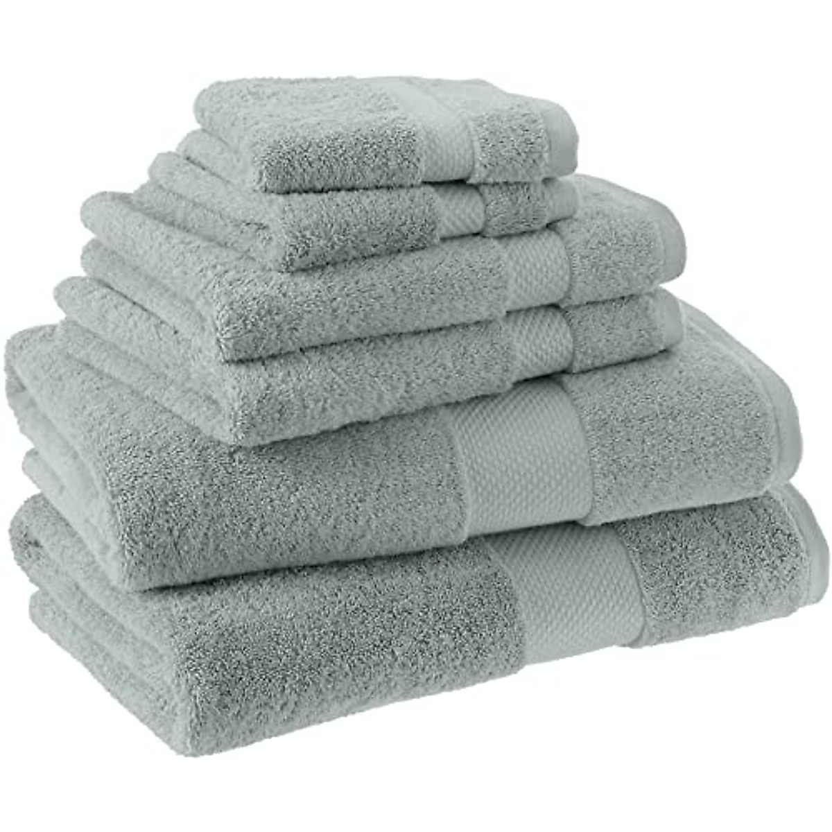 Amazon Aware 100% Organic Cotton Plush Bath Towels - 6-Piece Set, Sage Green