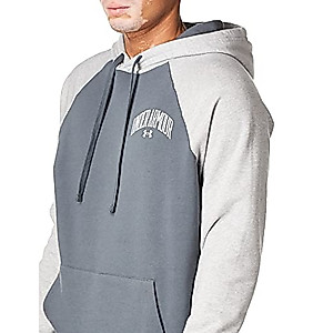 Under Armour Mens Rival Wordmark Colorblock Hoodie , (012) Pitch Gray / Mod Gray Light Heather / Onyx White , Large