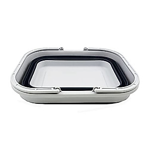 SAMMART 19L (5 Gallons) Collapsible Tub with Handle - Portable Outdoor Picnic Basket/Crater - Foldable Shopping Bag - Space Saving Storage Container (Grey/Slate Grey)