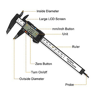 Digital Caliper, Sangabery 0-6 inches Caliper with Large LCD Screen, Auto - Off Feature, Inch and Millimeter Conversion Measuring Tool, Perfect for Household/DIY Measurment, etc