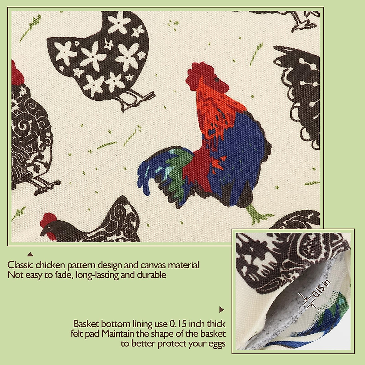 Egg Bags Hossmily Egg Basket Mini Egg Collecting Basket Egg Gathering Basket with 7 Pouches for Farmhouse Chicken Hen Duck Goose Housewife Garden Transporting Storage- 1 Pack