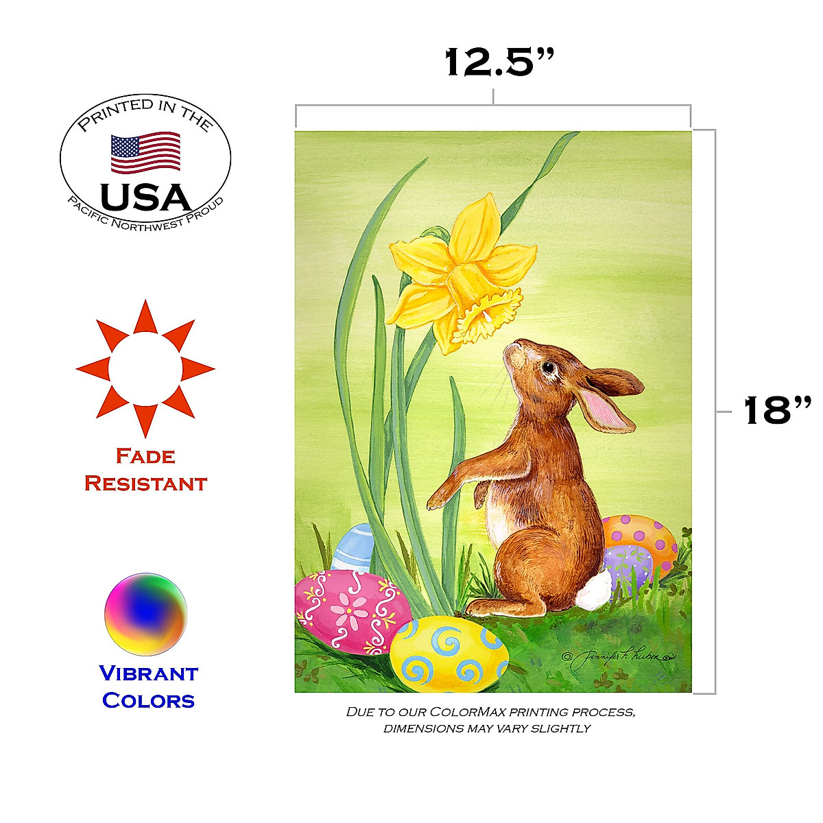 Toland Home Garden 119114 Bunny Daffodil Easter Flag 12x18 Inch Double Sided Easter Garden Flag for Outdoor House Eggs Flag Yard Decoration