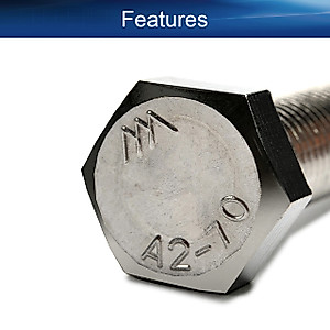 Auniwaig Hex Head Bolts M12-1.75 x 100mm Fully-Threaded Hex Tap Screw Bolts 304 Stainless Steel Heagon Head Cap Bolt Screws 5pcs