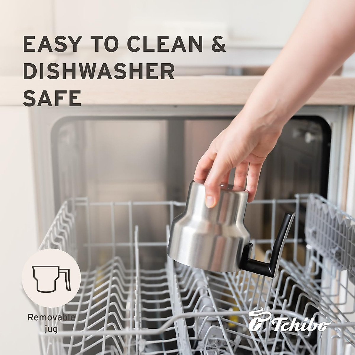 Tchibo Induction Milk Frother, 16.9 oz Capacity - Electric Coffee Frother for Hot and Cold Milk Froth - with Touch Button and Automatic Switch-off Function, Dishwasher-safe