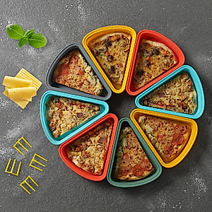 KEVJES 2-Pack Reusable Silicone Leftover Pizza Slice Storage Container with Air-tight Lids-BPA Free,Fits Single Slice up to 16”,Save Space,Refrigerator organizer(2 Red)