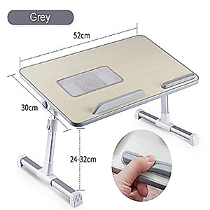 MJWDP Foldable Computer Table Portable Ajustable Laptop Desk Table with Cooling Fan for Bed Can be Lifted Standing Desk Home Furniture (Color : D)