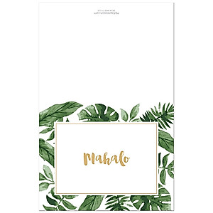 50 cnt Watercolor Palm Leaves Hawaiian Mahalo Thank You Cards