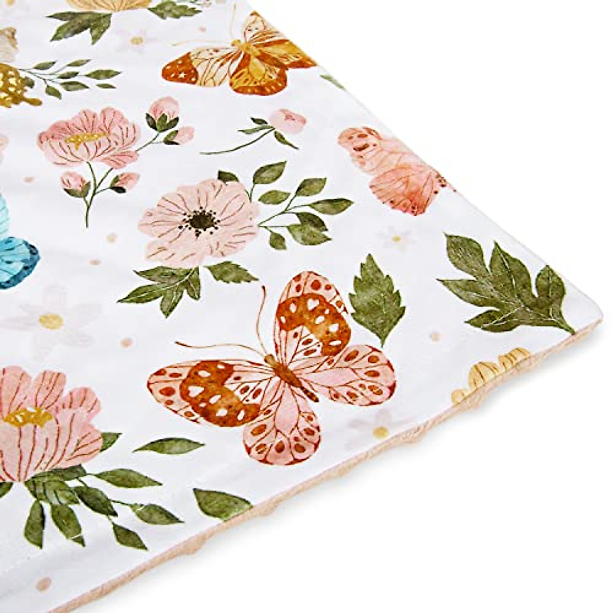 Floral Baby Blanket for Girls Soft Comfy Minky Toddler Blanket with Double Layer Dotted Backing, Beauty Butterfly Printed Bed Blanket for Nursery Crib Decor 30 x 40 Inch(75 x 100 cm)