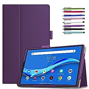 Epicgadget Portable Electronic Device Cover for Lenovo Tab M10 HD (2nd Gen) TB-X306F/TB-X306X, 10.1 Inch Display, 2020 Released, PU Leather Folding Stand Case with Auto Wake/Sleep Function (Purple)