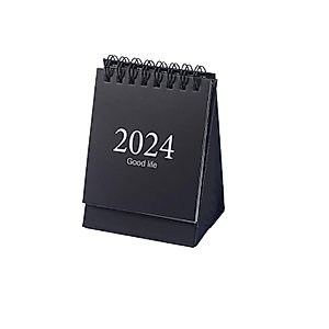 BinaryABC Small Desk Calendar 2023-2024,Mini Monthly Desk Calendar Planner,Mini Desktop Standing Flip Perpetual Calendar,New Year Party Supplies Gift (Black)