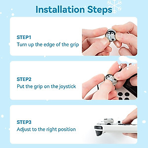 GeekShare Cute Silicone Joycon Thumb Grip Caps Kawaii Polar Animal Theme Thumbstick Caps Joystick Cover Compatible with Nintendo Switch/OLED/Switch Lite - 2Pairs/4PCS - Penguin & Seal