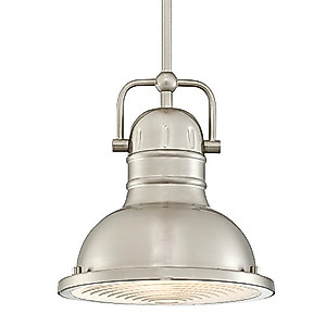 Westinghouse Lighting 6334600 Boswell One-Light LED Indoor Mini Pendant, Brushed Nickel Finish with Prismatic Lens
