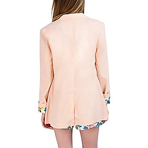 BCBGeneration Women's Long Sleeve Relaxed Notch Lapel Button Closure Pocket Cuff Trim Boyfriend Blazer, Peach, XX-Small