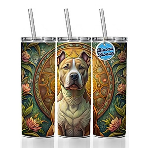 American Staffordshire Terrier Dog Art Nouveau Skinny Tumbler 20oz with Straw Insulated Water Bottle Gift