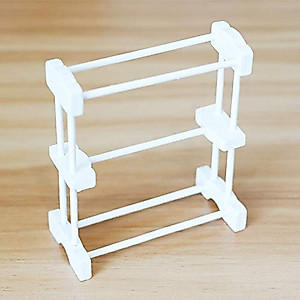shlutesoy 1/12 Doll House Wooden Standing Towel Drying Rack Micro Bathroom Furniture