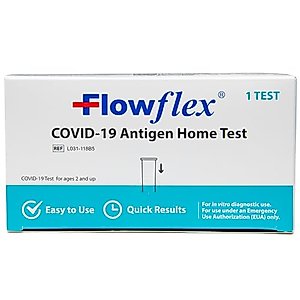 Flowflex COVID-19 Antigen Home Test kit, 1 Pack, 1 Tests Total. FDA EUA Authorized OTC at-Home Self-Test, Non-invasive Nasal Swab, Easy to Use and No Discomfort, Results in 15 Minutes