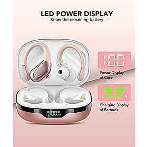CASCHO Wireless Earbuds Bluetooth Headphones 60Hrs Playtime HD Stereo Audio Digital LED Display Over-Ear Earphones with Earhook Waterproof Headset with Mic for Sport Running Workout