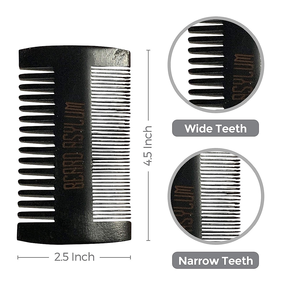 Beard Asylum Premium Black Wood Comb And Brush Set - Best Fathers Day Gift
