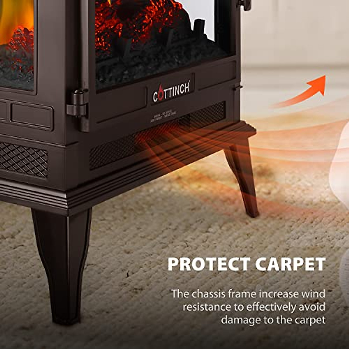 25 inch Electric Fireplace Heater Portable for Indoor, Living Room, Large Room, Logs with Lights, 3D Flame Effects, Adjustable Brightness, Timer, Remote Control,1400W Brown