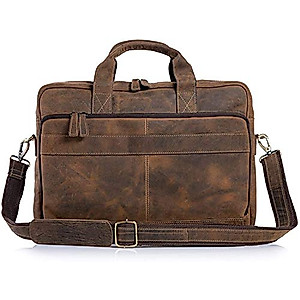 Leather Briefcase 18 Inch Laptop Messenger Bags for Men and Women Best Office School College Briefcase Satchel Bag