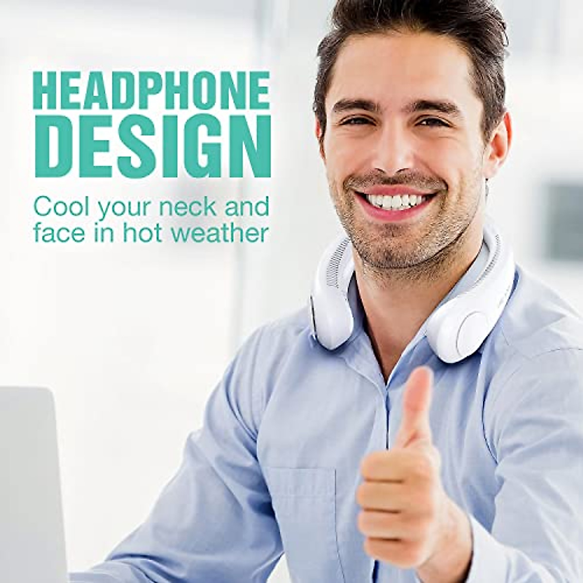 WITHOUSE Portable Neck Fan, Personal Bladeless Hand Free Mini Small Fans with 4400mAh Rechargeable Battery and 3 Adjsutable Speed Quiet for Run, Work, Travel and Camping Outdoor