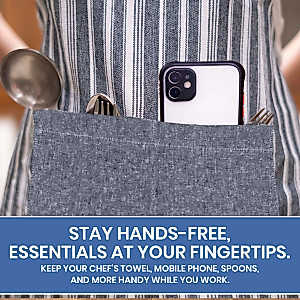 Kitchen Apron |Chef Apron with 2 pockets|Cotton Bib Apron with Adjustable Straps| Restaurant,Embroidery Craft Painting