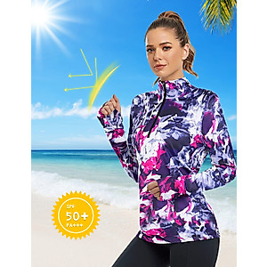 Tanst Sky Half Zip Pullover Women, Long Sleeve Moisture Wicking Workout Shirts Dry Fit SPF Sun Protection Running Hiking Golf Clothing Winter Athletic Jackets Activewear Tops Tie Dye Large