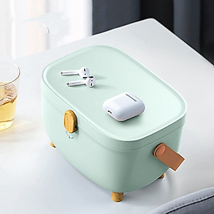 BigKing Oval Medicine Storage Box, Plastic Medicine Storage Box Oval Double Layers Multi Grid Large Capacity Medical Box Organizer for Home Dorm(Light fir Green)