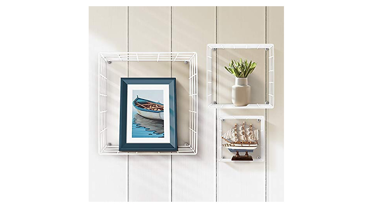 Sorbus Floating Square Shelves - White Wall Decor & Storage