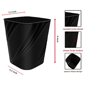Freetex 1.6 Gallon Small Plastic Trash Can Wastebasket Recycling Bin for Bathroom, Dorm, Bedroom，Home Office, Garbage Container Basket for Bedroom, Kids Room (1, Black)