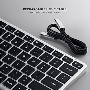 Satechi Slim X1 Bluetooth Backlit Keyboard – Illuminated Keys & Multi-Device Sync – for M2/ M1 MacBook Pro/Air, M2/ M1 iPad Pro/Air, M2 Mac Mini, iMac M1 (Silver)