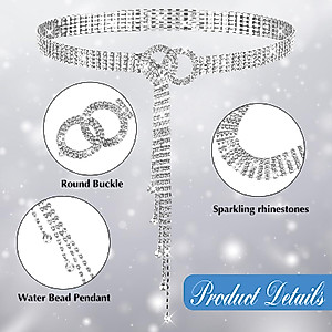 TIESOME Crystal Waist Belt for Women, Adjustable Rhinestone Waist Chain Belt Sparkle O-Ring Waistband Belt for Jeans Dresses
