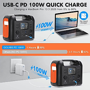 GOLABS R500 Portable Power Station, 518Wh Outdoor Solar Generator LiFePO4 Battery Backup with 500W Pure Sine Wave AC Outlet, PD 100W USB C Quick Charge for CPAP Camping RV Travel Emergency Orange