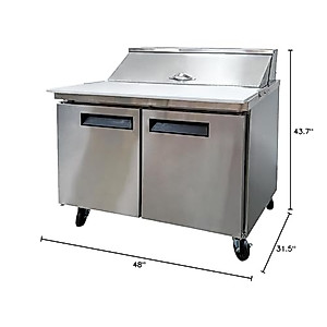 Elite Kitchen Supply Commercial Sandwich Prep Table Refrigerator, ETL NSF Salad Pizza Fridge Cooler, 48" W 11.47 cu.ft. Fan Cooling, Salad Bar with Cut Board for Buffet Restaurant, Bar, Shop
