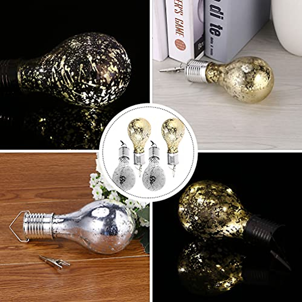 SOLUSTRE Outdoor String Lights Outdoor String Lights Led Bulb 4pcs Garden Light Outdoor Garden Home Hanging Decoration Solar Light Bulbs Golden Globe Light Bulbs Led Bulbs Led Bulbs