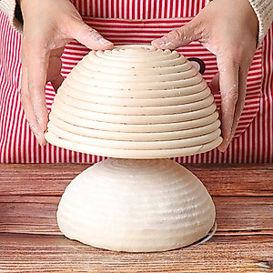 CANDeal Round 8 inch 22cm Banneton Proofing Basket Bread Proofing Rattan Bowl For 800g Dough with Free Liner