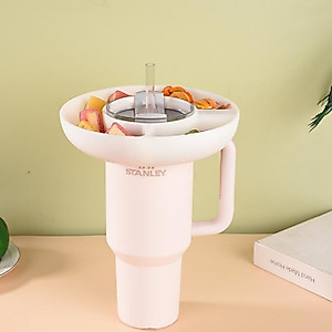 Snack Ring for Stanley Cup 40 oz with Handle, Snack Container for Stanley Tumbler 40 oz, 3 Compartment Reusable Snack Platters for Stanley Quencher Adventure