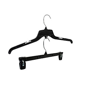Hangon Combo Set Recycled Plastic Shirt & Pants Hangers, 19 Inch & 14 Inch, Black, 10 Pack